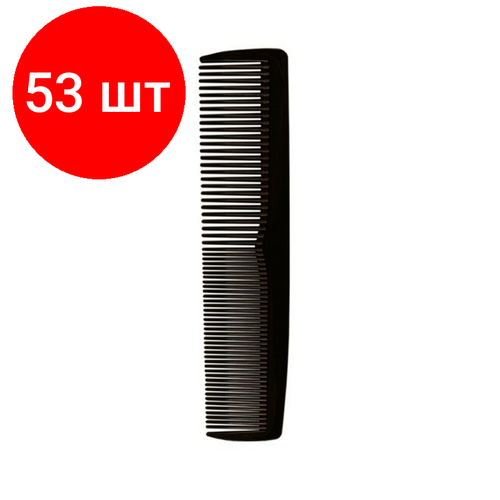 Комплект 53 штук, Расческа -гребень Lei пластиковый 017, без ручки, черный 017002