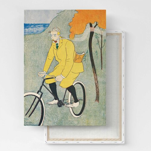Картина на холсте, репродукция / Эдвард Пенфилд - Man riding bicycle / Размер 30 x 40 см