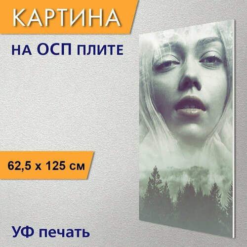 Вертикальная картина на ОСП "Портрет, фантазия, фэнтезийный портрет" 62x125 см. для интерьериа