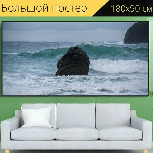 Большой постер "Море, морской берег, пляж" 180 x 90 см. для интерьера