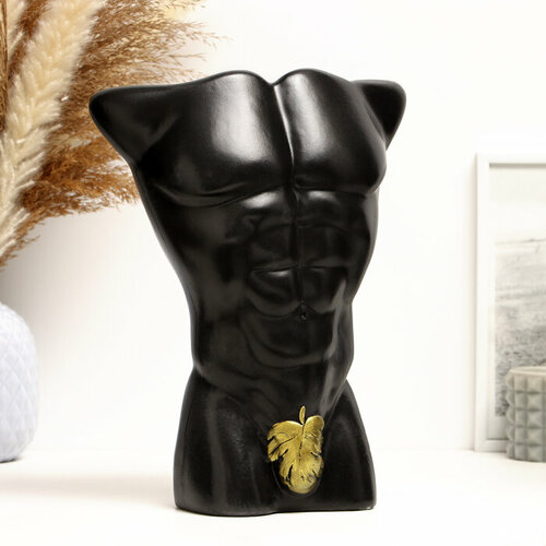 Хорошие сувениры Кашпо - ваза "Торс мужчины" черное золото, 26,5 см