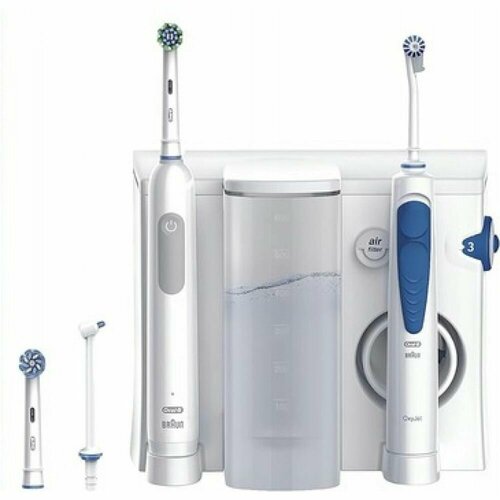 Зубной центр Oral-B Ирригатор OxyJet + Электрическая зубная щетка Pro 1 Белый/Синий OC305.540.3