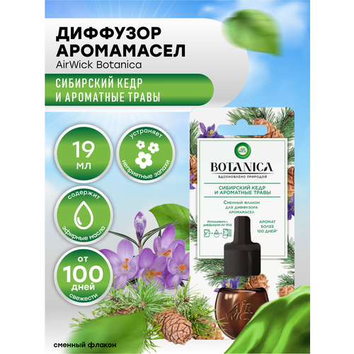 Сменный флакон для диффузора аромамасел AirWick Botanica Сибирский кедр и ароматные травы 19мл.