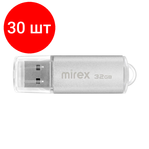 Комплект 30 штук, Флеш-память Mirex USB UNIT SILVER 32Gb (13600-FMUUSI32 )