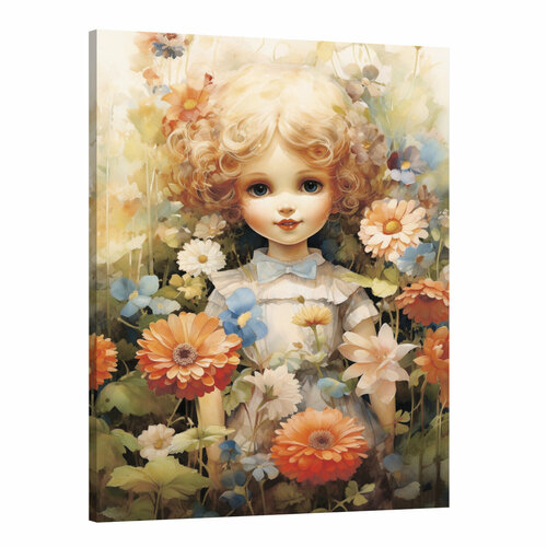 Интерьерная картина 50х70 "Кукла в саду"