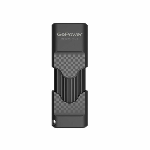 Флеш-накопитель GoPower SLIDER 16GB USB2.0 пластик черный матовый