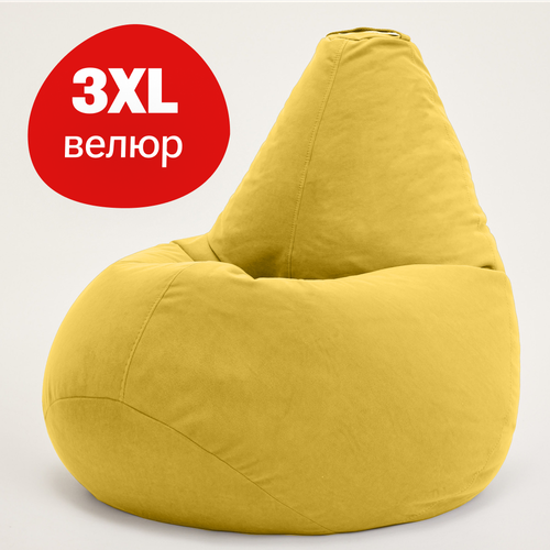 Bean Joy кресло-мешок Груша, размер ХXXL, мебельный велюр, желтый