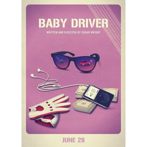 Плакат, постер на холсте Малыш на драйве (Baby Driver), Эдгар Райт. Размер 21 х 30 см