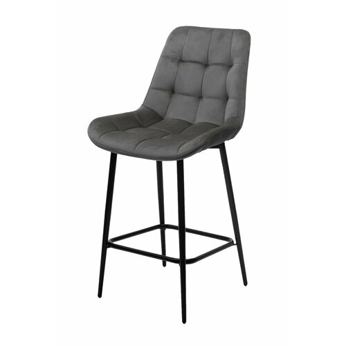 Полубарный стул хофман, цвет H-18 Графитовый, велюр / черный каркас H=63cm М-City