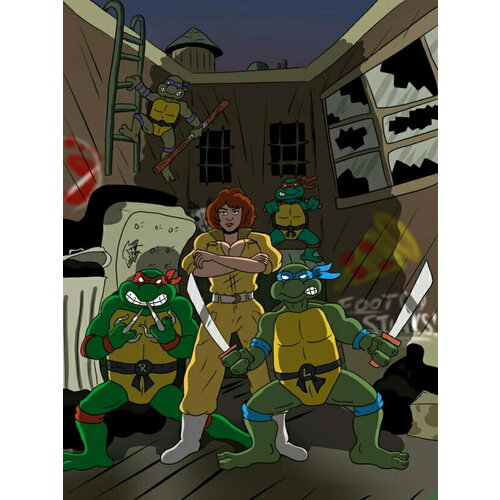 Плакат, постер на холсте Teenage Mutant Ninja Turtles/Черепашки Ниндзя/комиксы/мультфильмы. Размер 42 х 60 см