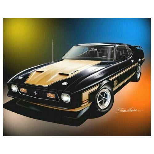 Плакат, постер на холсте Ford Mustang Mach-Форд Мустанг Мач. Размер 60 х 84 см