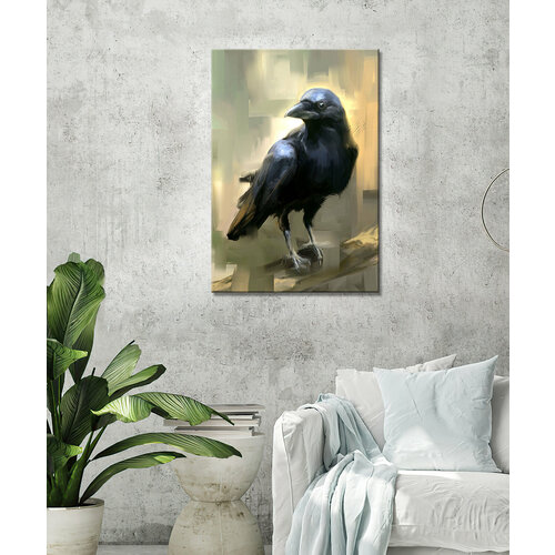 Картина - Ворон, черный ворон, ворон арт (18) 40х60