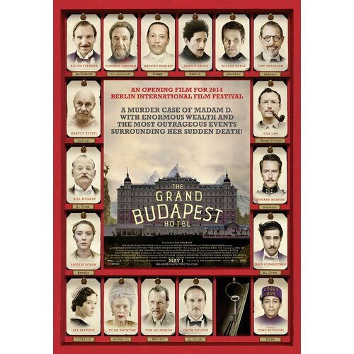 Плакат, постер на бумаге Отель Гранд Будапешт (The Grand Budapest Hotel, 2014г). Размер 42 на 60 см