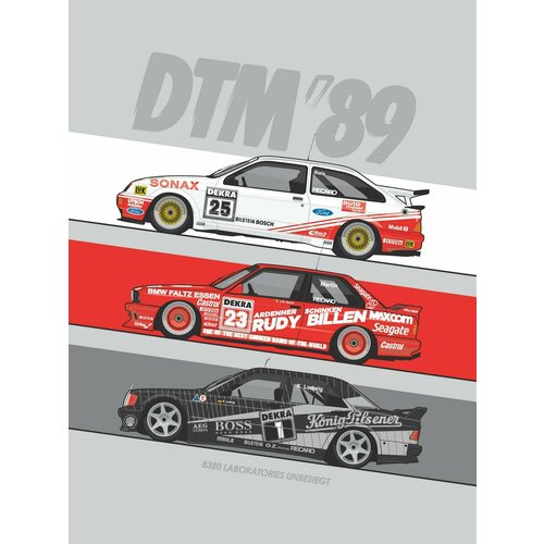 Плакат, постер на холсте DTM 89 (Ford, BMW, Mercedes). Размер 42 на 60 см