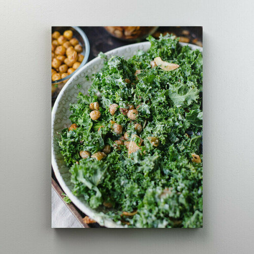 Интерьерная картина на холсте "Веганский салат" для кухни, кафе и ресторанов, размер 22x30 см