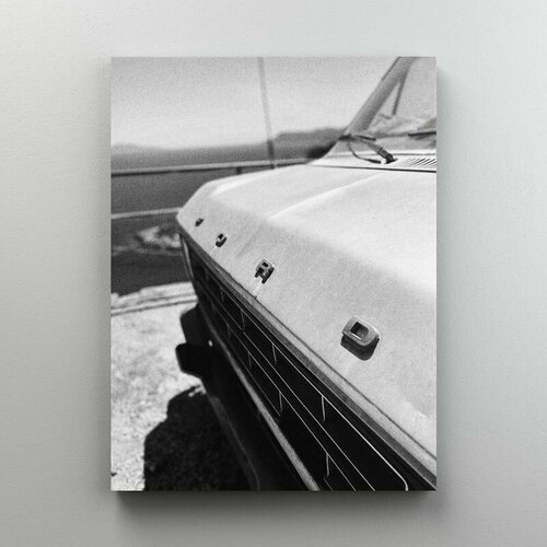 Интерьерная картина на холсте "Ретро автомобиль FORD в чб" размер 45x60 см