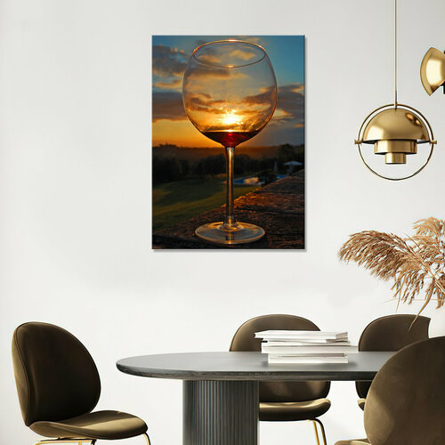 Картина/Картина на холсте для интерьера/Картина на стену/Картина для кухни/ - Вино на закате 20х30
