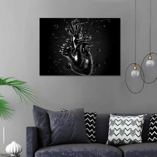 Картина интерьерная-чёрное сердце 60х80
