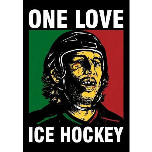 Плакат, постер на холсте One Love-Ice Hockey/Единственная любовь-Хоккей. Размер 60 х 84 см