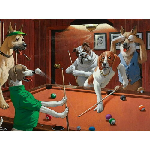 Плакат, постер на холсте Coolidge Cassius/Рафаэль Санти-Собаки Играют/искусство/арт/абстракция/творчество. Размер 21 х 30 см