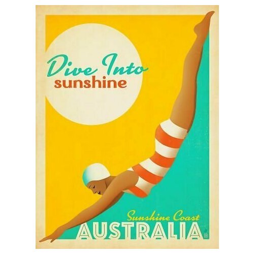 Плакат, постер на бумаге Sunshine Coast-Саншайн-Кост. Размер 30 х 42 см