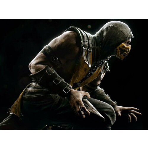 Плакат, постер на холсте Mortal Kombat: Scorpion/Мортал Комбат: Скорпион/игровые/игра/компьютерные герои персонажи. Размер 21 х 30 см