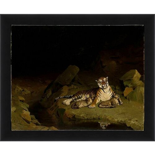 Плакат, постер на холсте Tiger and Cubs-Тигр и детеныши. Жан-Леон Жером. Размер 30 на 42 см