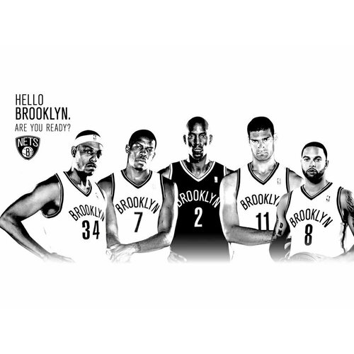 Плакат, постер на бумаге Brooklyn Nets/Бруклин Нетс/спорт. Размер 42 х 60 см