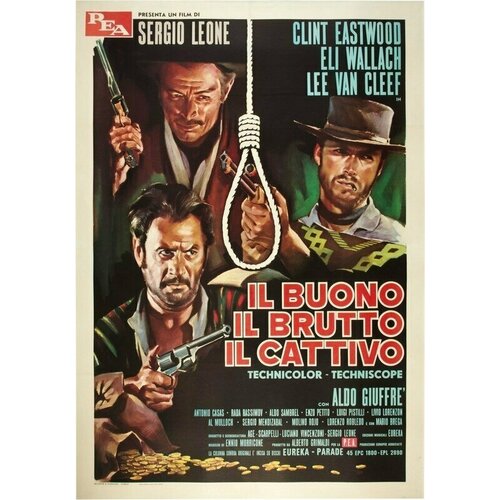 Плакат, постер на бумаге Хороший, плохой, злой (Il Buono, il brutto, il cattivo), Серджио Леоне. Размер 21 х 30 см
