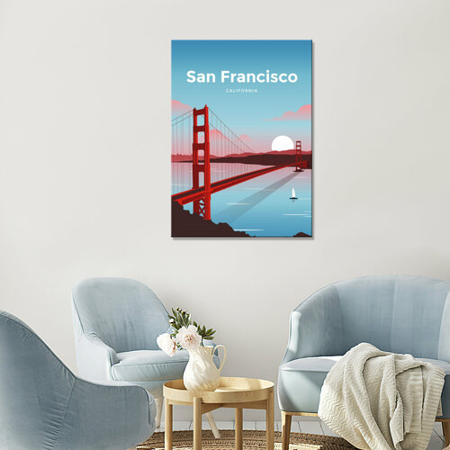 Интерьерная картина на холсте - Сан-Франциско Калифорния мост арт 30х40