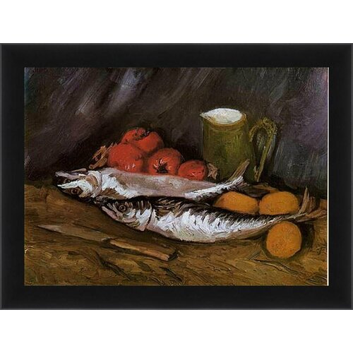 Плакат, постер на бумаге Still Life with fish and tomatoes. Винсент Ван Гог. Размер 42 на 60 см