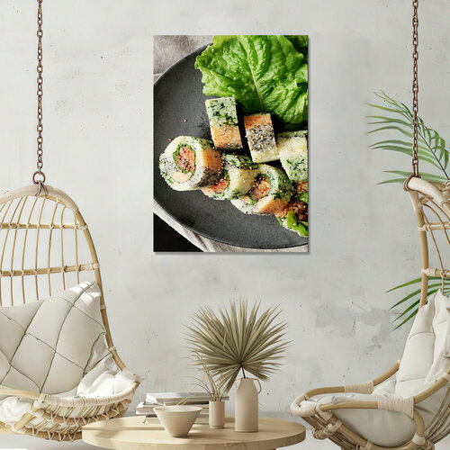 Картина/Картина на холсте для интерьера/Картина на стену/Картина для кухни/ - Ролл с зеленью 40х60