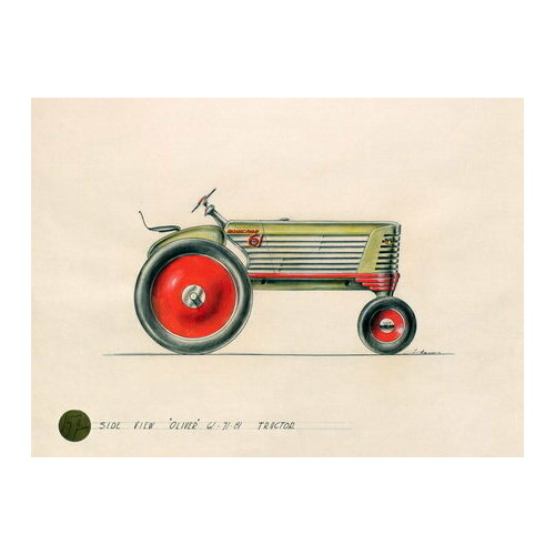 Плакат, постер на холсте Трактор с большими колесами. Ретро принт. Размер 42 х 60 см