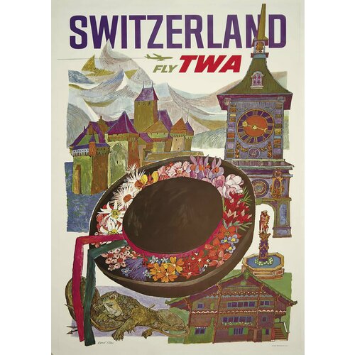Плакат, постер на бумаге Путешествие в Швейцарию. Размер 21 х 30 см