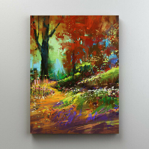 Интерьерная картина на холсте "Осенний яркий лес" размер 30x40 см