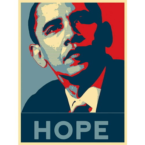 Плакат, постер на бумаге Hope/Барак Обама/искусство/арт/абстракция/творчество. Размер 21 на 30 см