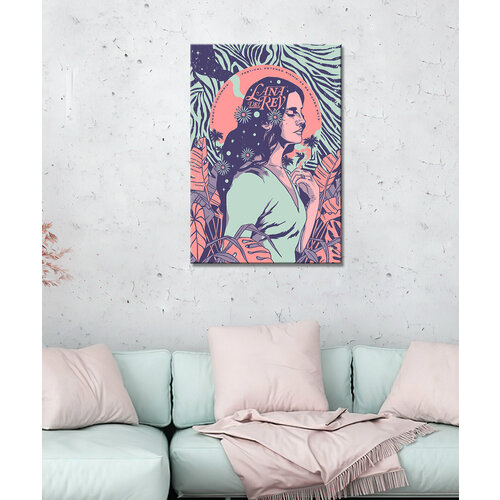 Картина на холсте для интерьера - "Lana Del Ray, голубая зебра 20х30"