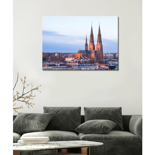Картина/Картина на холсте для интерьера/Картина на стену/Картина для кухни/ - Швеция/Кафедральный собор Уппсалы (1) 50х70