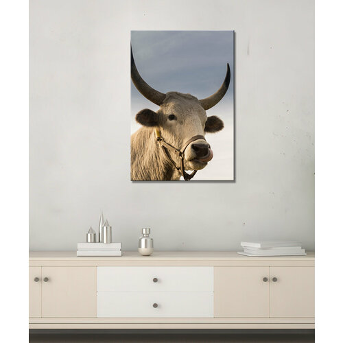 Картина -Бык, рогатый бык, белый бык (1) 40х60