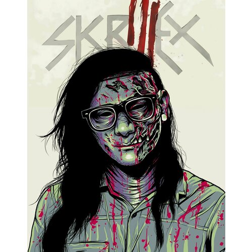 Плакат, постер на холсте Skrillex. Размер 21 на 30 см