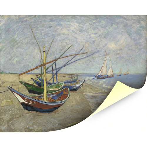 "Рыболовные лодки на берегу Сент-Мари", Ван Гог, Винсент, картина (репродукция) (100х80 см / без подрамника)