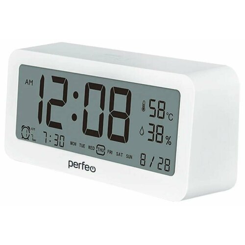 PERFEO (PF_C3574) Часы-метеостанция "Vento", белый, (PF-S8826) (|время, будильник, температура, влажность, дата, подсветка)