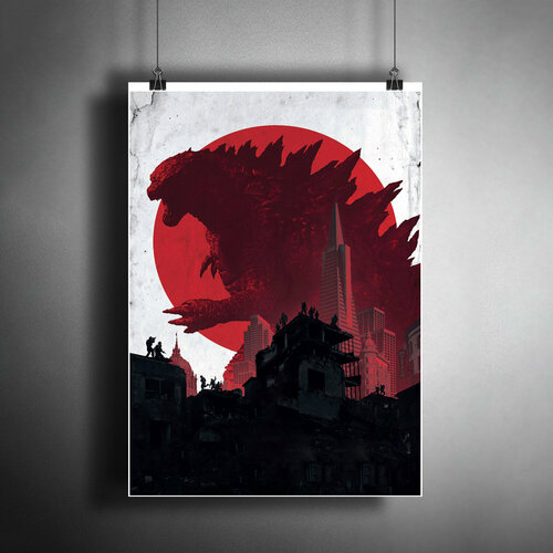 Постер плакат для интерьера "Фильм: Годзилла. Godzilla"/ Декор дома, офиса, комнаты A3 (297 x 420 мм)