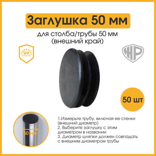 Заглушка круглая 50 мм для профильной трубы (50 шт.)