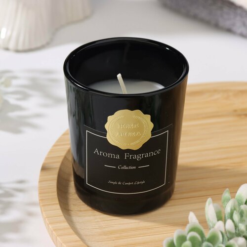 Свеча ароматическая "Aroma Candle", белый чай, черная, 5,5х6,5 см