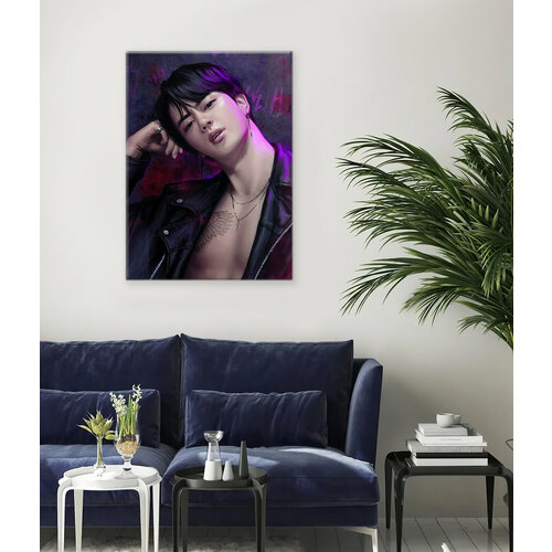 Картина/Картина на холсте/Картина на холсте для интерьера/Картина на стену/Картина в подарок для дома/- Ким Сокджин с тату BTS арт 20х30