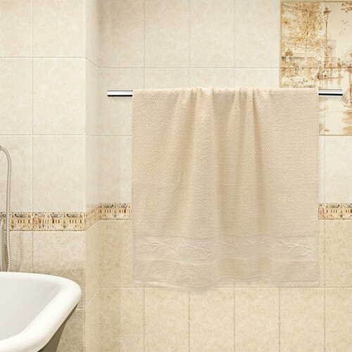 Махровое полотенце для рук и лица 50*80 см / полотенце для ванной Клэр бежевый/ 100% хлопок / плотность 420 гр