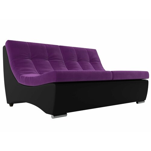Модуль Монреаль диван, Микровельвет фиолетовый, Экокожа черная