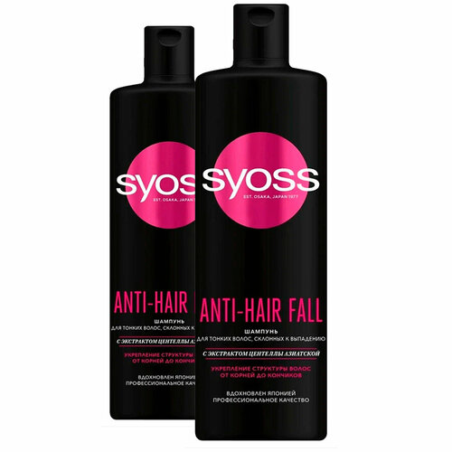 Шампунь женский для волос Syoss (сьесс) Anti-Hair Fall, комплект 450 мл.