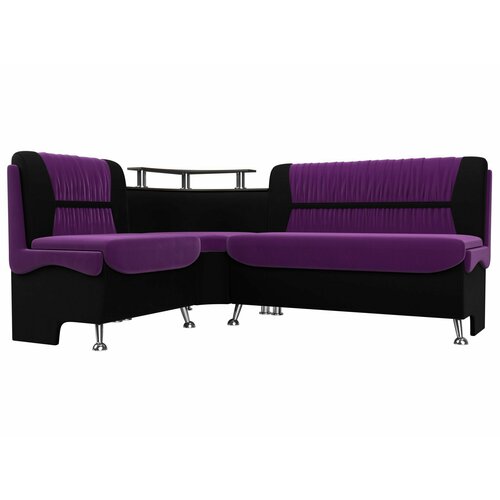 Кухонный угловой диван Сидней левый угол, Микровельвет фиолетовый и черный